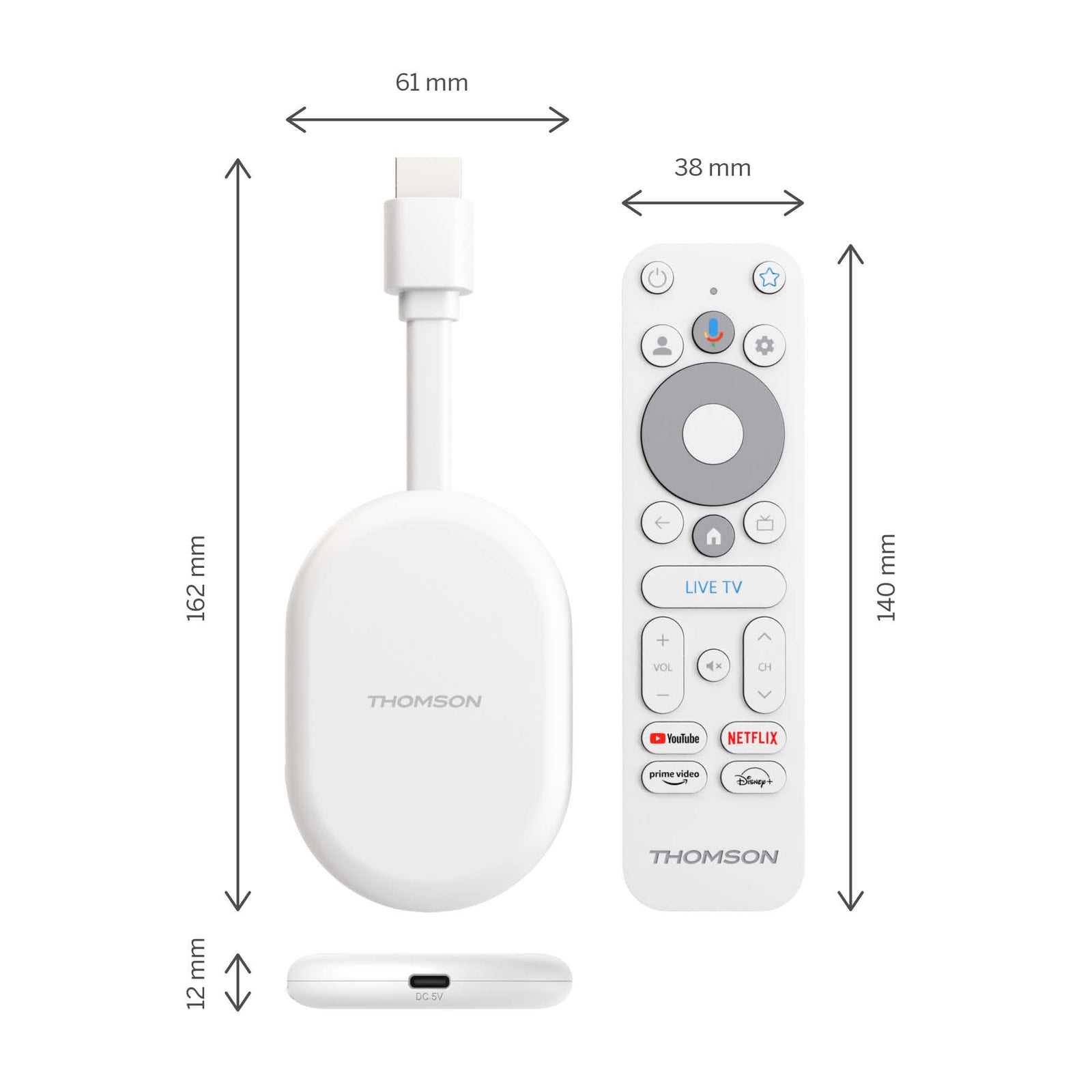 THOMSON Go Cast 152 | 4K Google TV Dongle with Voice Control