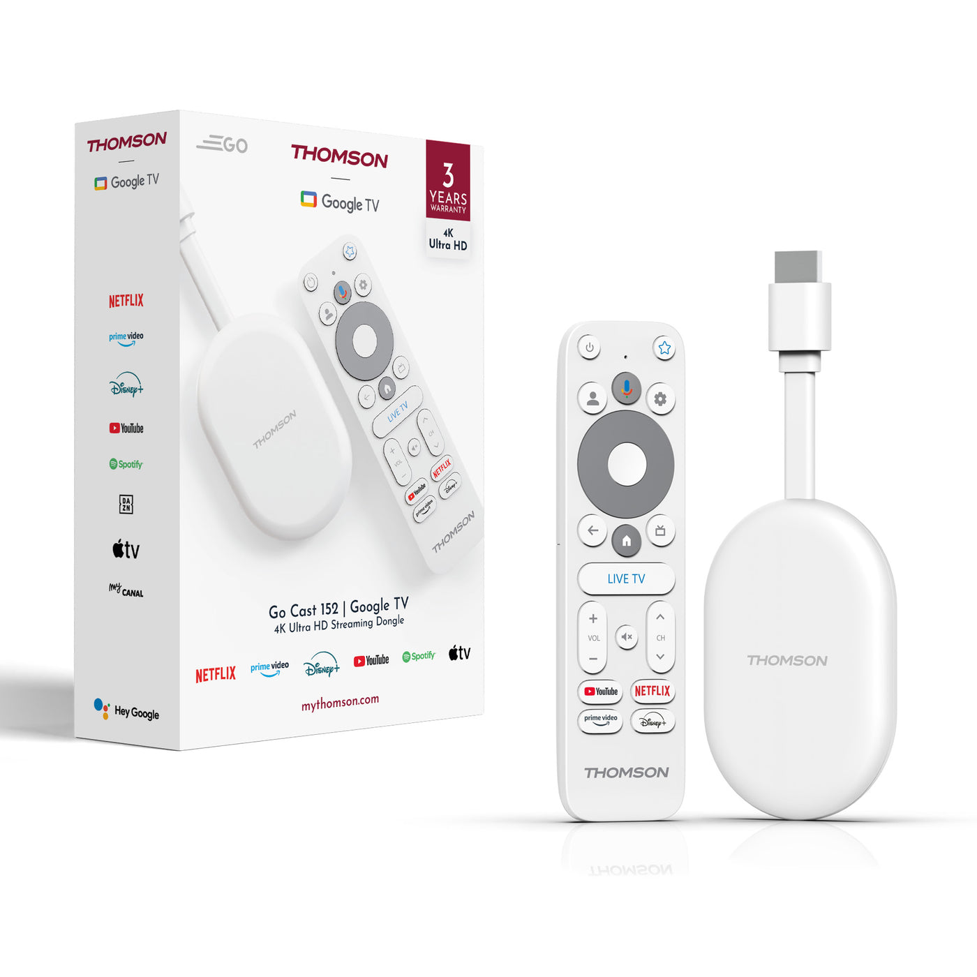 THOMSON Go Cast 152 | 4K Google TV Dongle with Voice Control